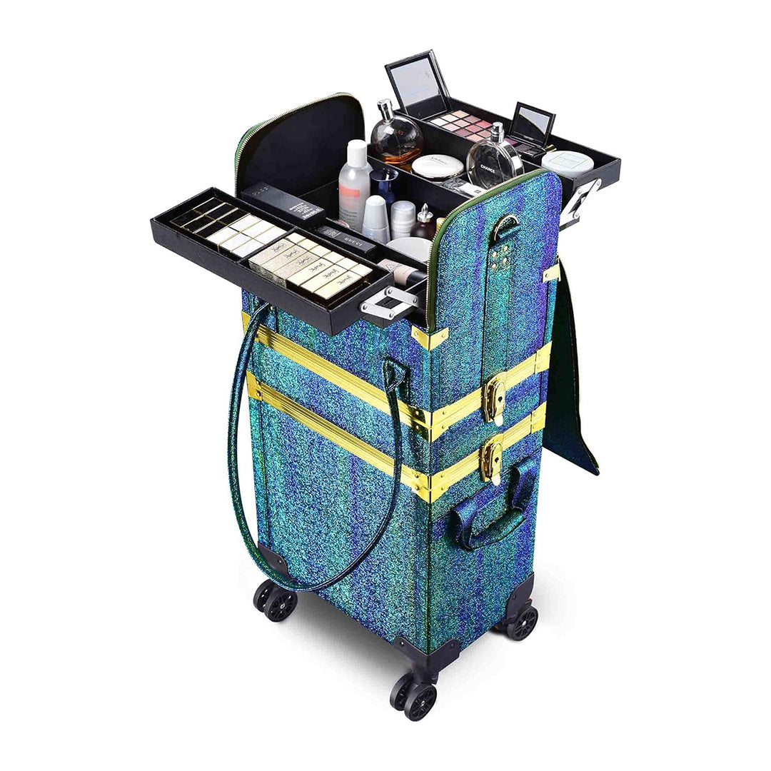 Malachite Green Makeup Vanity Trolley with Locks and wheels – Salon ...