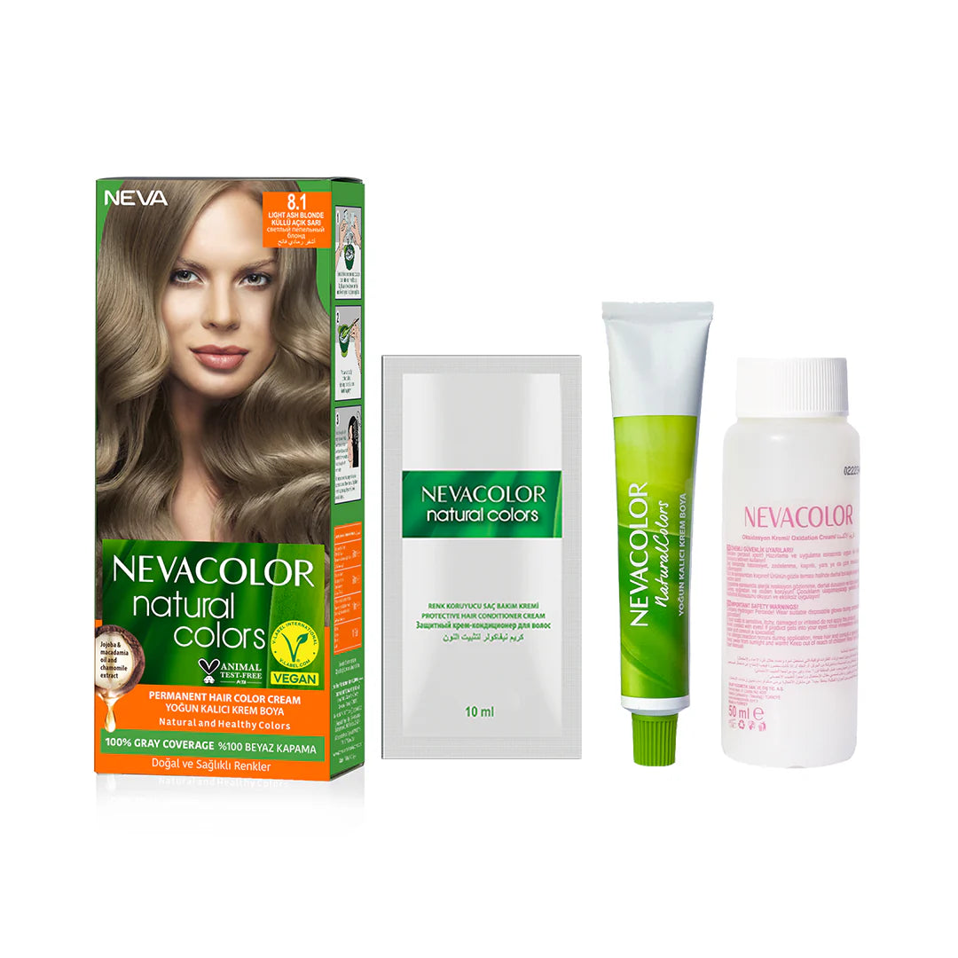 Nevacolor Natural Hair Color Cream Set 50 ml 8.1 - Light Ash Blonde ...